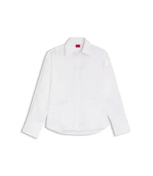 Hugo Oversized-fit Blouse With Burnout Logo Print - Patterned
