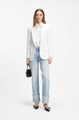 Hugo Oversized-fit Blouse With Burnout Logo Print