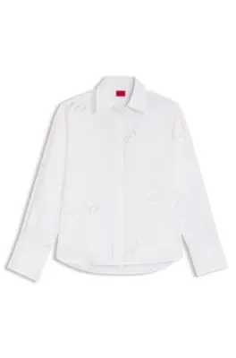 Hugo Oversized-fit Blouse With Burnout Logo Print