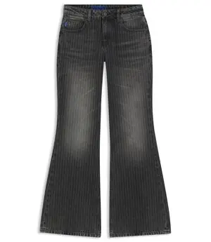 Hugo Bootcut Mid-rise Jeans In Pinstriped Cotton Blend - Patterned