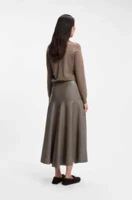 BOSS Leather Midi Skirt With Bell Silhouette