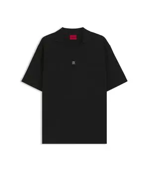 Hugo Structured Cotton-blend Polo Shirt With Johnny Collar - Black