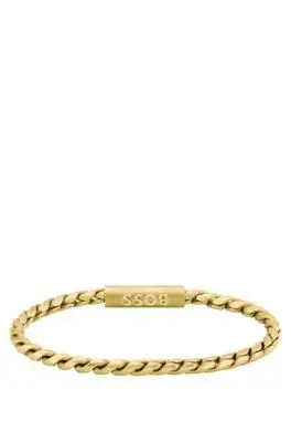 BOSS Gold-tone Cuff With Braided Chain