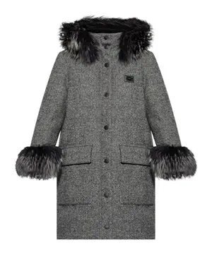 Dolce & Gabbana Dolce Gabbana Logo Plaque Coat - Grey