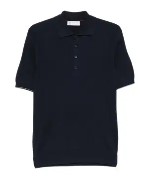 Brunello Cucinelli Ribbed Polo Shirt - Black