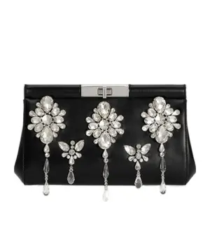 Dolce & Gabbana Crystal-embellished Clasp Clutch - Black