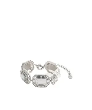 SELF-PORTRAIT Faceted Crystal Link Bracelet - Silver