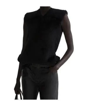 MUGLER Brushed-knit Sleeveless Top - Black
