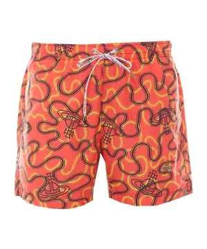 VIVIENNE WESTWOOD Allover Printed Drawstring Swim Shorts - Red