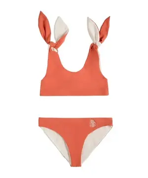 Brunello Cucinelli Techno Jersey Bikini With Logo - Orange