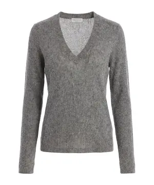 Brunello Cucinelli Long-sleeve Knit Top - Gray