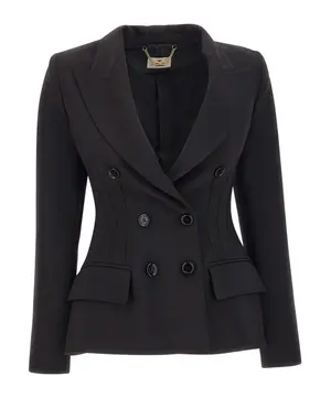 Elisabetta Franchi Fitted Double-breasted Blazer - Black