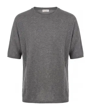 Brunello Cucinelli Crew-neck Cashmere T-shirt - Gray
