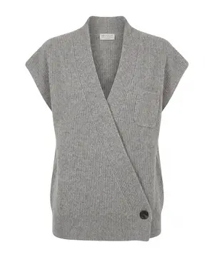 Brunello Cucinelli Ribbed Wrap-front Knit Top - No