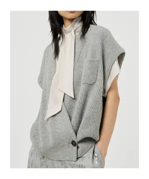 Brunello Cucinelli Ribbed Wrap-front Knit Top - No