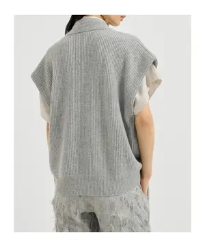 Brunello Cucinelli Ribbed Wrap-front Knit Top - No