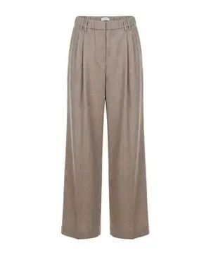 Brunello Cucinelli Pleated Wide-leg Trousers - Almond