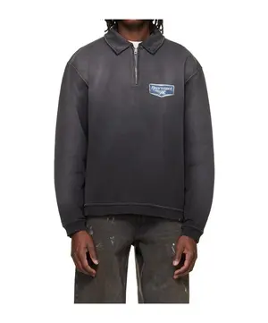 REPRESENT Quarter Zip-up Hoodie With Distressed Finish