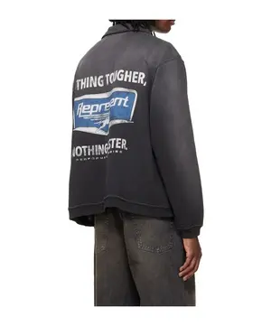 REPRESENT Quarter Zip-up Hoodie With Distressed Finish
