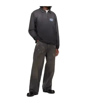 REPRESENT Quarter Zip-up Hoodie With Distressed Finish