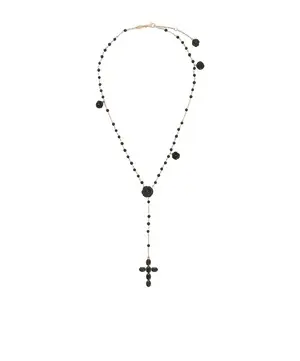 Dolce & Gabbana 18kt Yellow Gold Sapphire Tradition Rosary Necklace - Black
