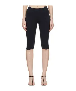 Vetements Elastic Waist Cropped Casual Pants - Black