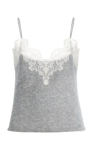 Adam Lippes Beatrix Brushed Cashmere Cami - Light Grey