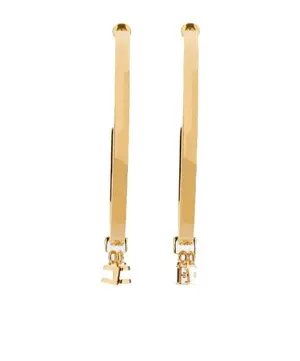 Elisabetta Franchi Logo Charm Hoop Earrings - Gold