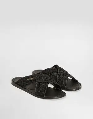 Dolce & Gabbana Woven Cross-strap Slides