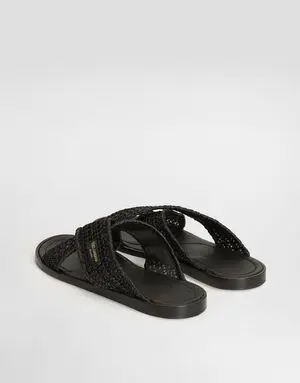 Dolce & Gabbana Woven Cross-strap Slides
