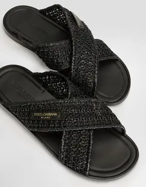 Dolce & Gabbana Woven Cross-strap Slides