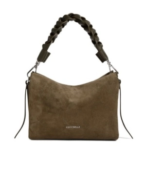 COCCINELLE Braided Handle Shoulder Bag - Fango