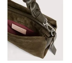 COCCINELLE Braided Handle Shoulder Bag - Fango
