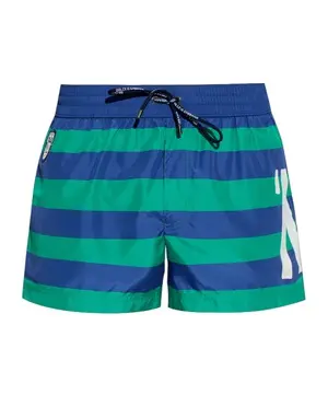 Dolce & Gabbana Dolce Gabbana Striped Logo Swim Shorts - Blue
