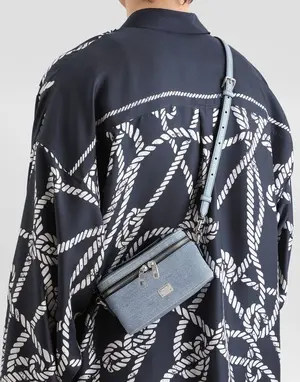 Dolce & Gabbana Atene Crossbody Minibag In Denim Nubuck - Gray