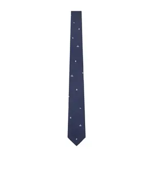 VIVIENNE WESTWOOD Orb Printed Pointed-tip Tie - Blue
