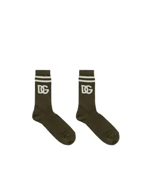 Dolce & Gabbana Dolce Gabbana Striped Logo Socks - Green