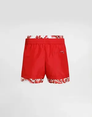 Dolce & Gabbana Dolce Gabbana Majolica Trim Swim Shorts