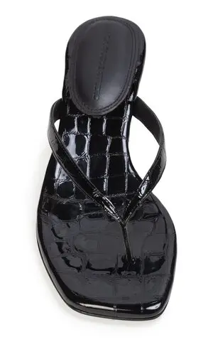 BLACK SUEDE STUDIO Kendal Croc Patent Leather Sandals - Black