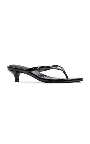 BLACK SUEDE STUDIO Kendal Croc Patent Leather Sandals - Black