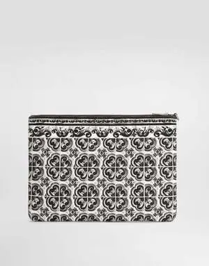 Dolce & Gabbana Graphic-print Leather Clutch Bag