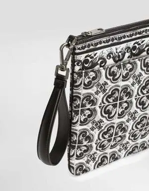 Dolce & Gabbana Graphic-print Leather Clutch Bag