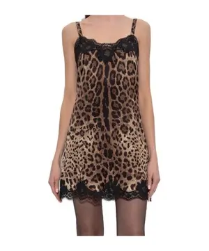 Dolce & Gabbana Dolce Gabbana Leopard Printed Mini Slip Dress