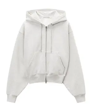 Alexander Wang Cropped Zip-up Hoodie - Grey