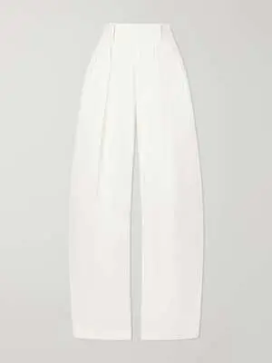 KALLMEYER Joel Pleated Cotton-poplin Wide-leg Pants - Ivory