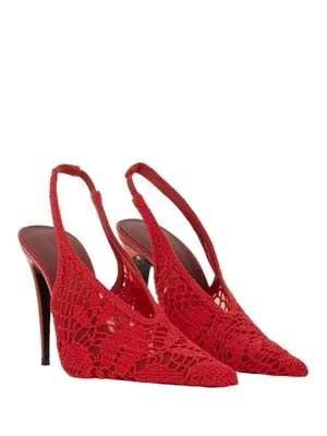 Magda Butrym Crochet Pointed Toe Slingback Pumps