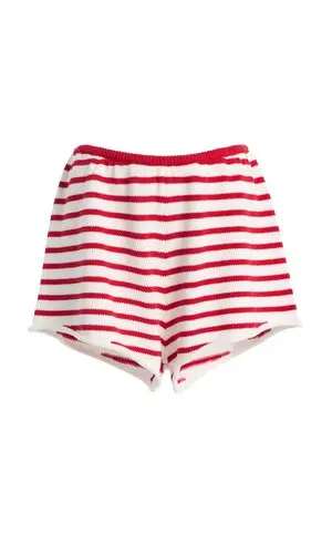 ELCE Cordelia Striped Cotton Shorts - Red
