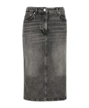Moschino Side Slit Denim Skirt - Grey