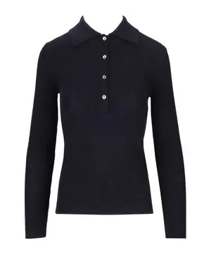 P.a.r.o.s.h Long-sleeve Ribbed Polo Shirt - Black