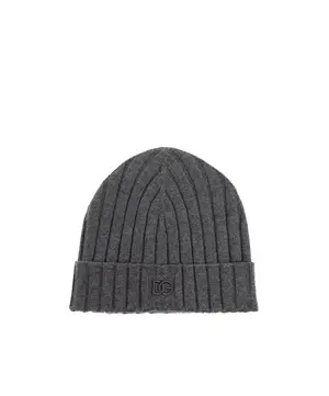Dolce & Gabbana Dolce Gabbana Logo Detailed Ribbed Beanie